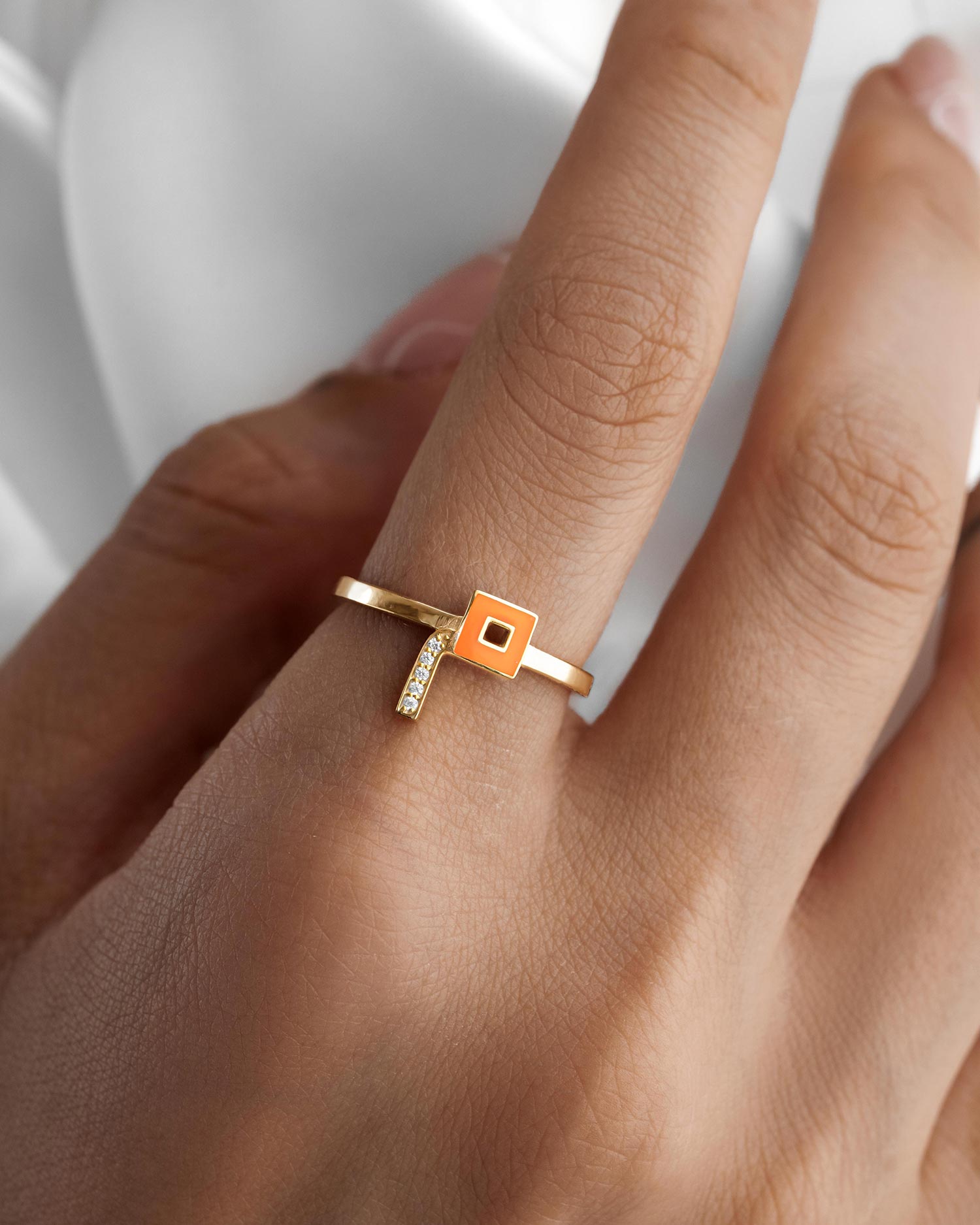 Enamel Diamond Arabic Letter Rings – Bellogante